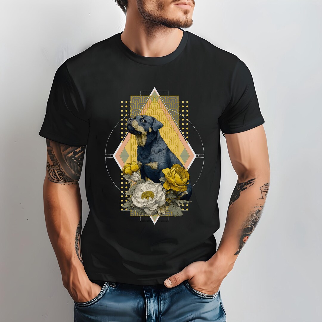 Rottweiler Tee: Geometric Art Deco Dog Graphic Shirt - Etsy