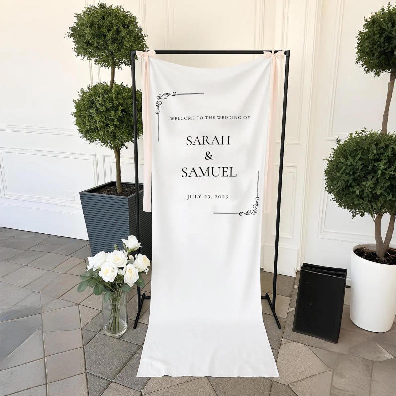 Luxurious Custom Wedding Banner, Modern Chic Fabric Sign, Dreamy ...