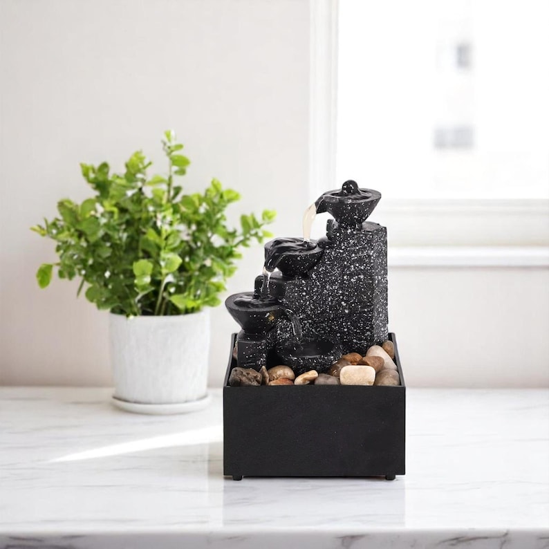 Tabletop Waterfall Fountain With Soft Lights – Meditation & Relaxation ...