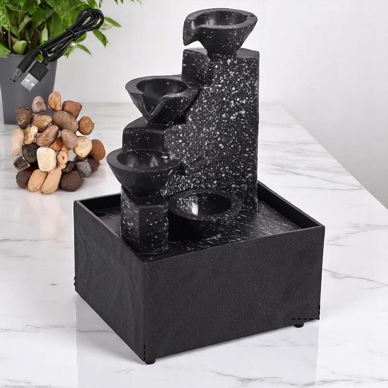 Tabletop Waterfall Fountain With Soft Lights – Meditation & Relaxation ...