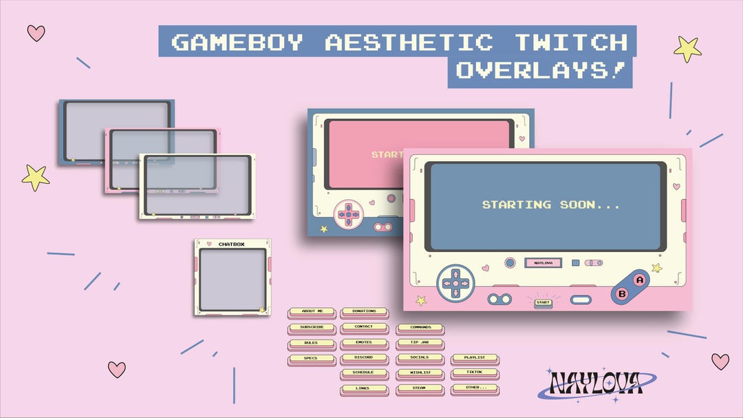 Pixel Gameboy Twitch Overlay Pack | Animated Stream Screens, Chatbox ...