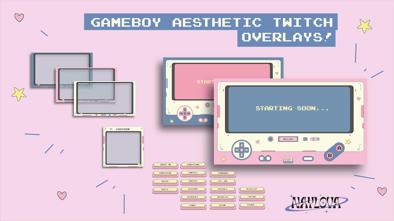Pixel Gameboy Twitch Overlay Pack | Animated Stream Screens, Chatbox ...