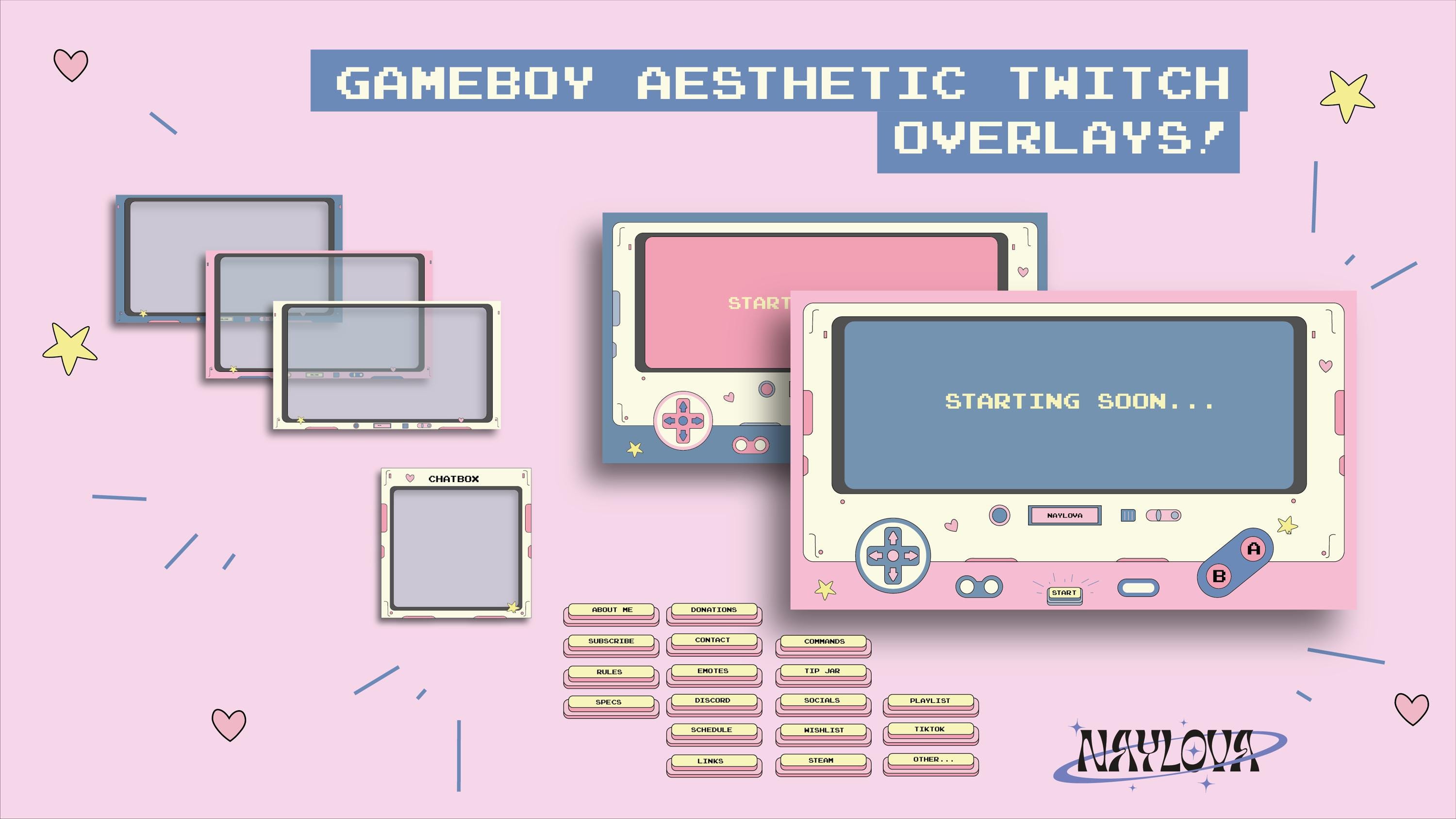 Pixel Gameboy Twitch Overlay Pack | Animated Stream Screens, Chatbox ...