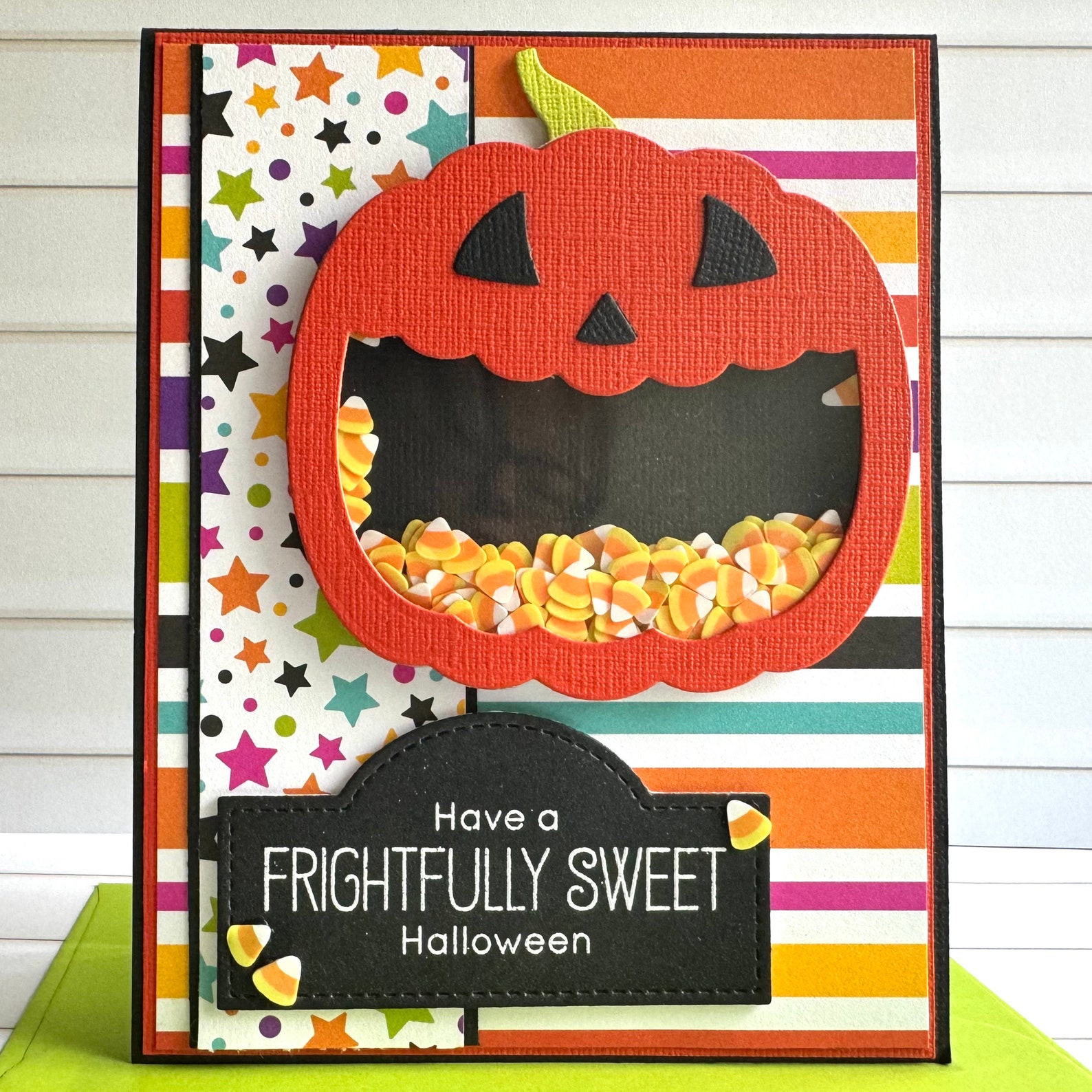 Handmade Halloween Card - Smiling Pumpkin Shaker Card With Miniature ...