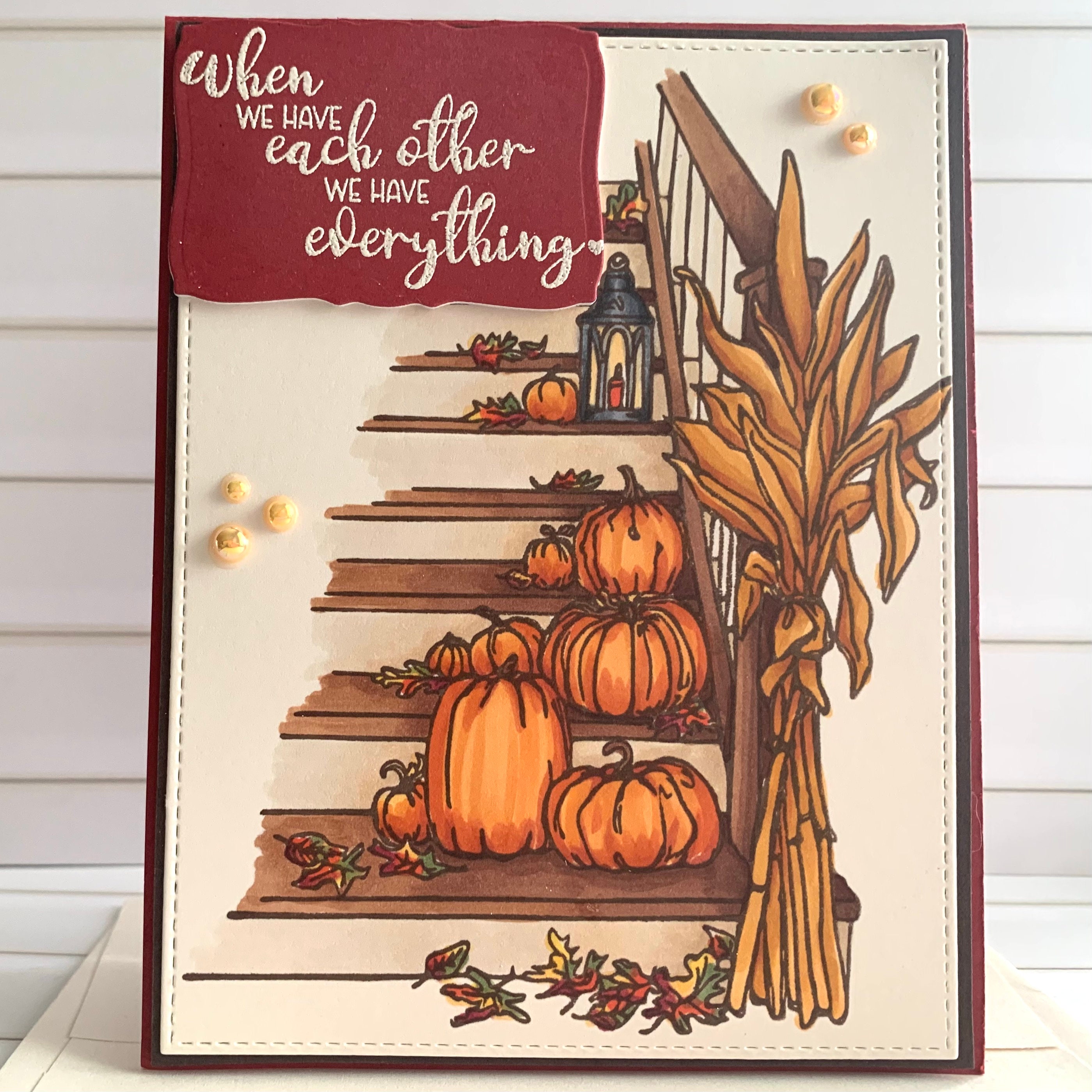 Handmade Autumn Card – Pumpkin Stairway Thanksgiving Greeting - Etsy