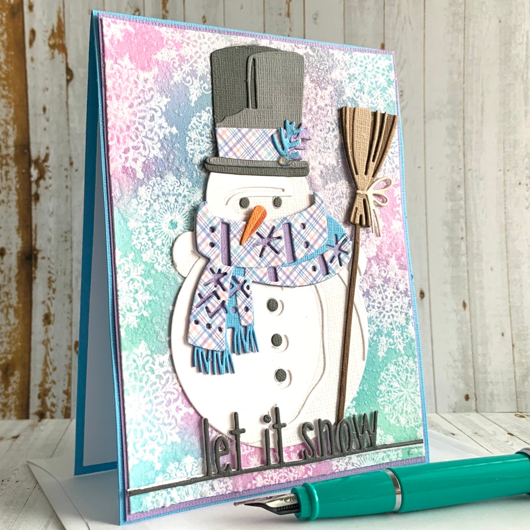 Handmade Snowman Card - Let It Snow Greeting Card for Winter, Adorable ...