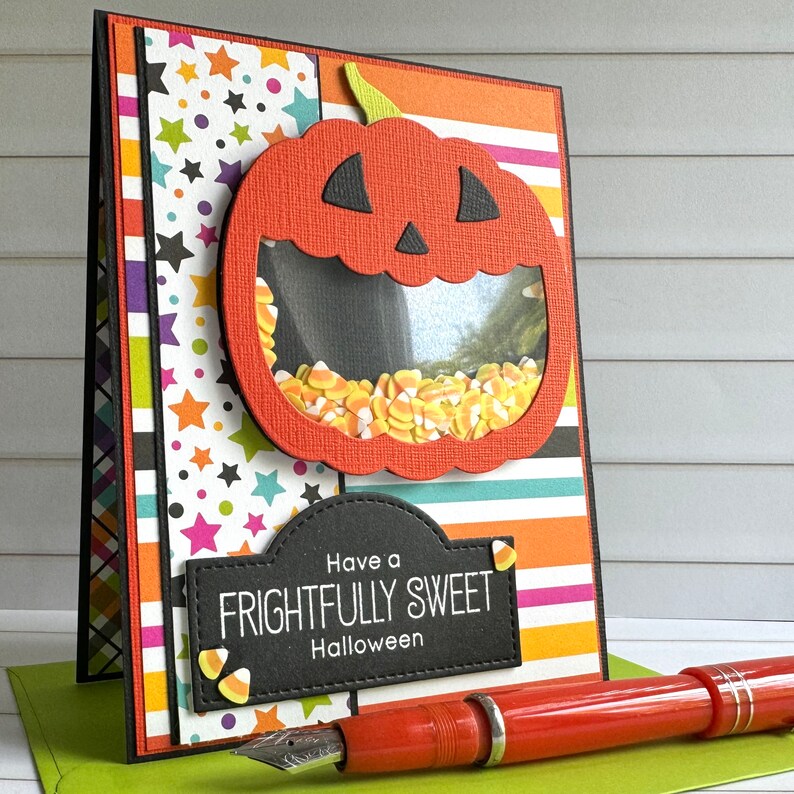 Handmade Halloween Card - Smiling Pumpkin Shaker Card With Miniature ...