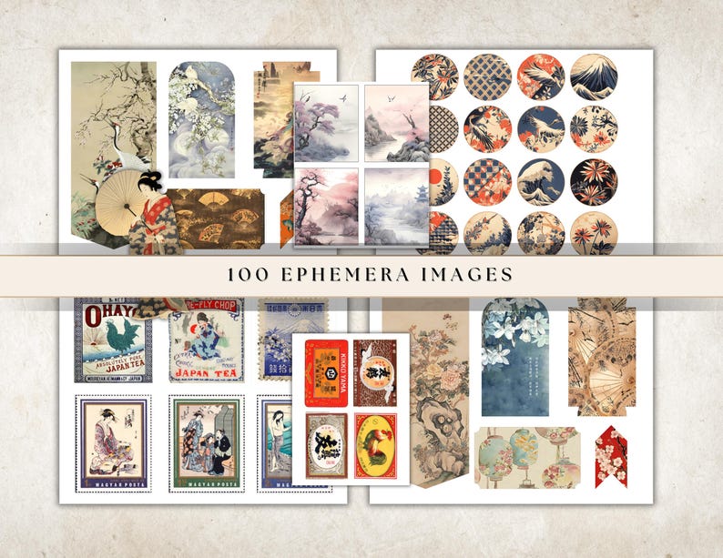 Vintage Japanese Junk Journal Ephemera Pack | 800 Pages | Printable ...