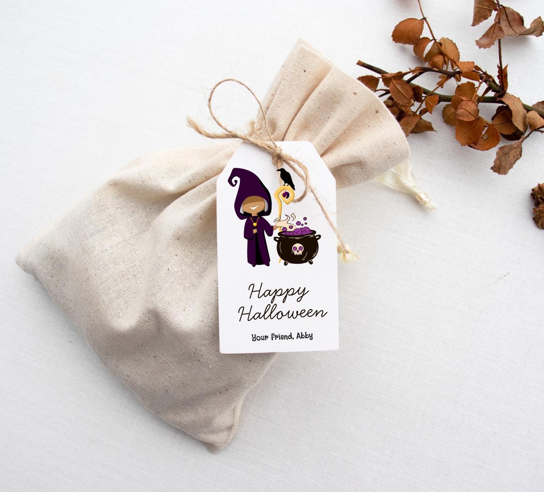 Halloween Witch Label, Printable and Editable, Gift Bag Label ...