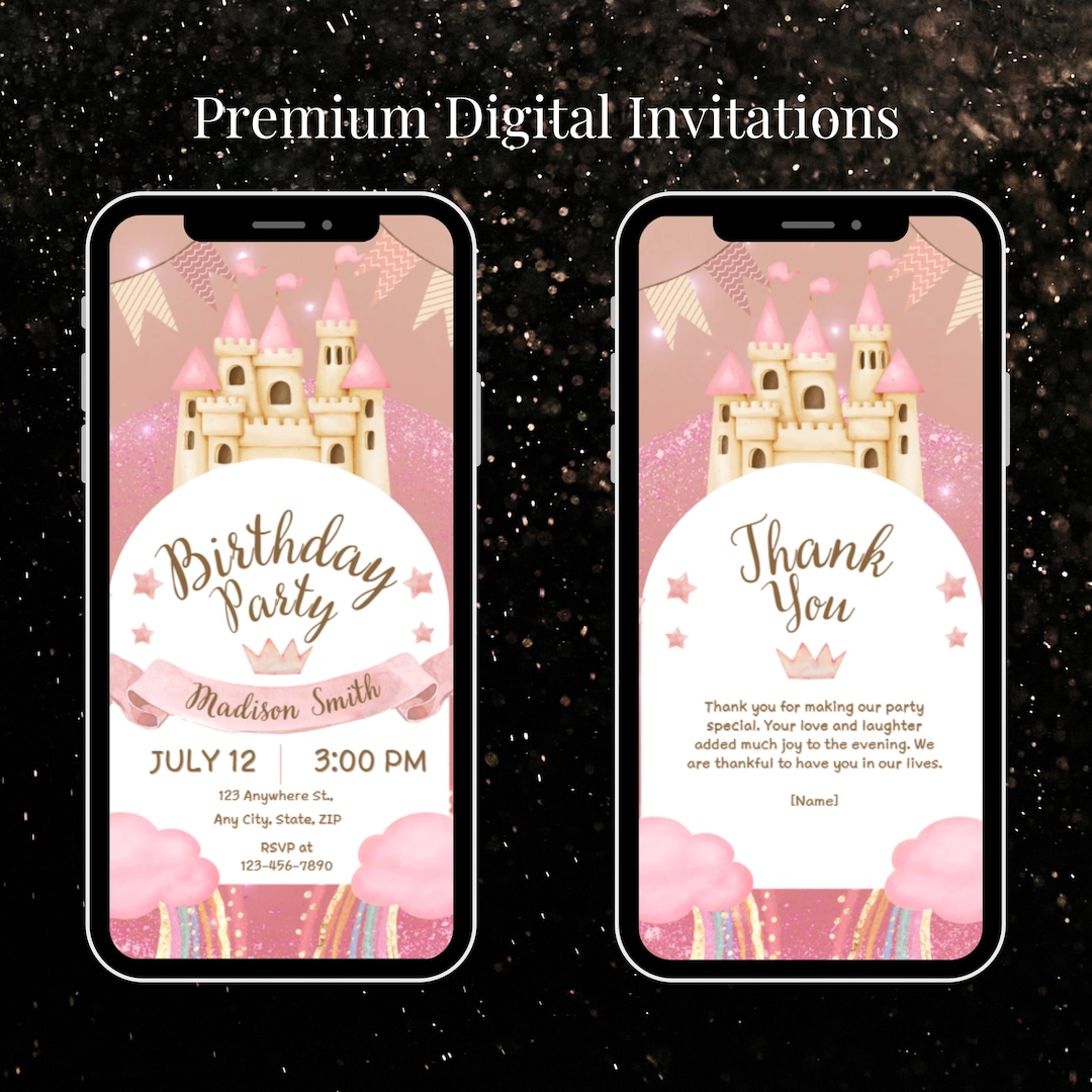 Editable Animated Birthday Invitation for Girls Pink Digital Party ...