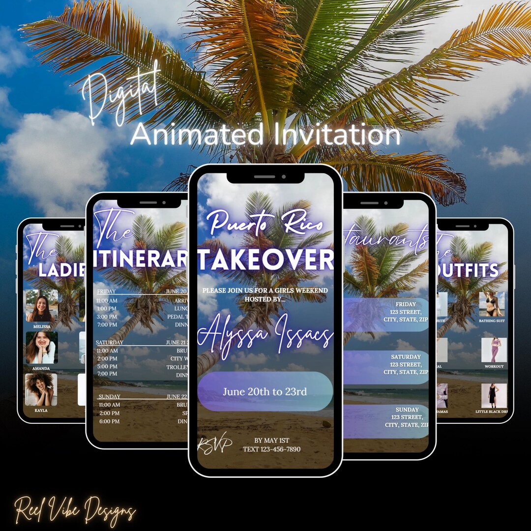 Puerto Rico Trip Itinerary Invitation, Editable Girls Trip Canva ...