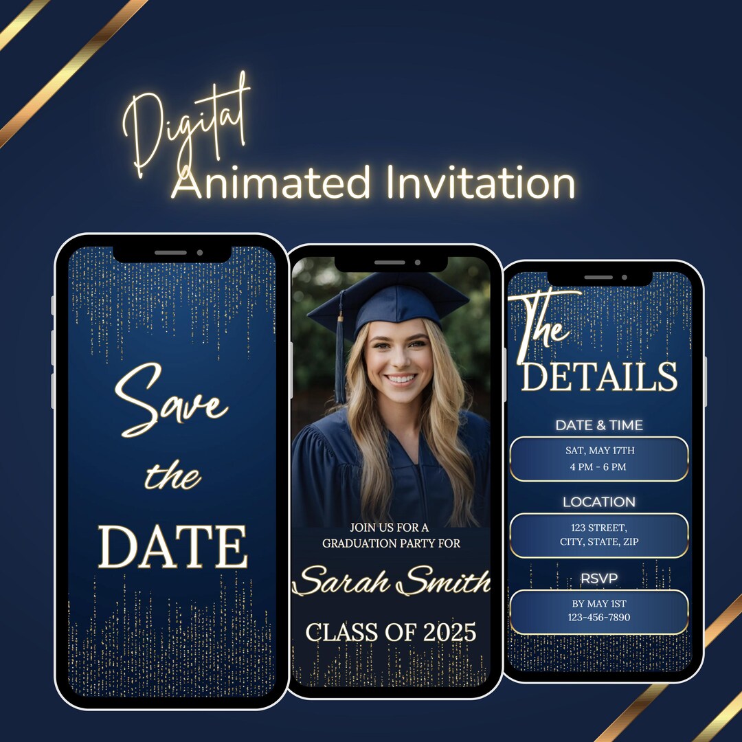 Animated Graduation Invitation Video Template | Editable Canva Digital ...
