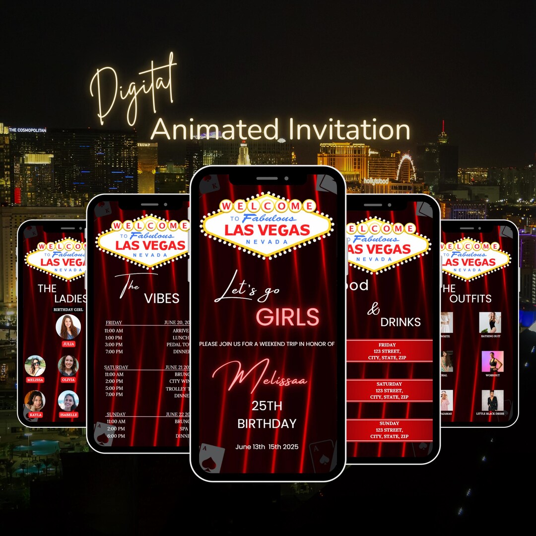 Vegas Animated Video Invite | Editable Canva Itinerary | Bachelorette ...
