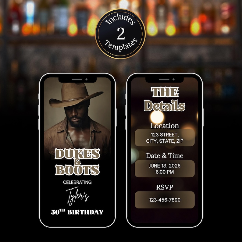 Editable Dukes & Boots Birthday Invitation With Photo, Country Hoedown ...