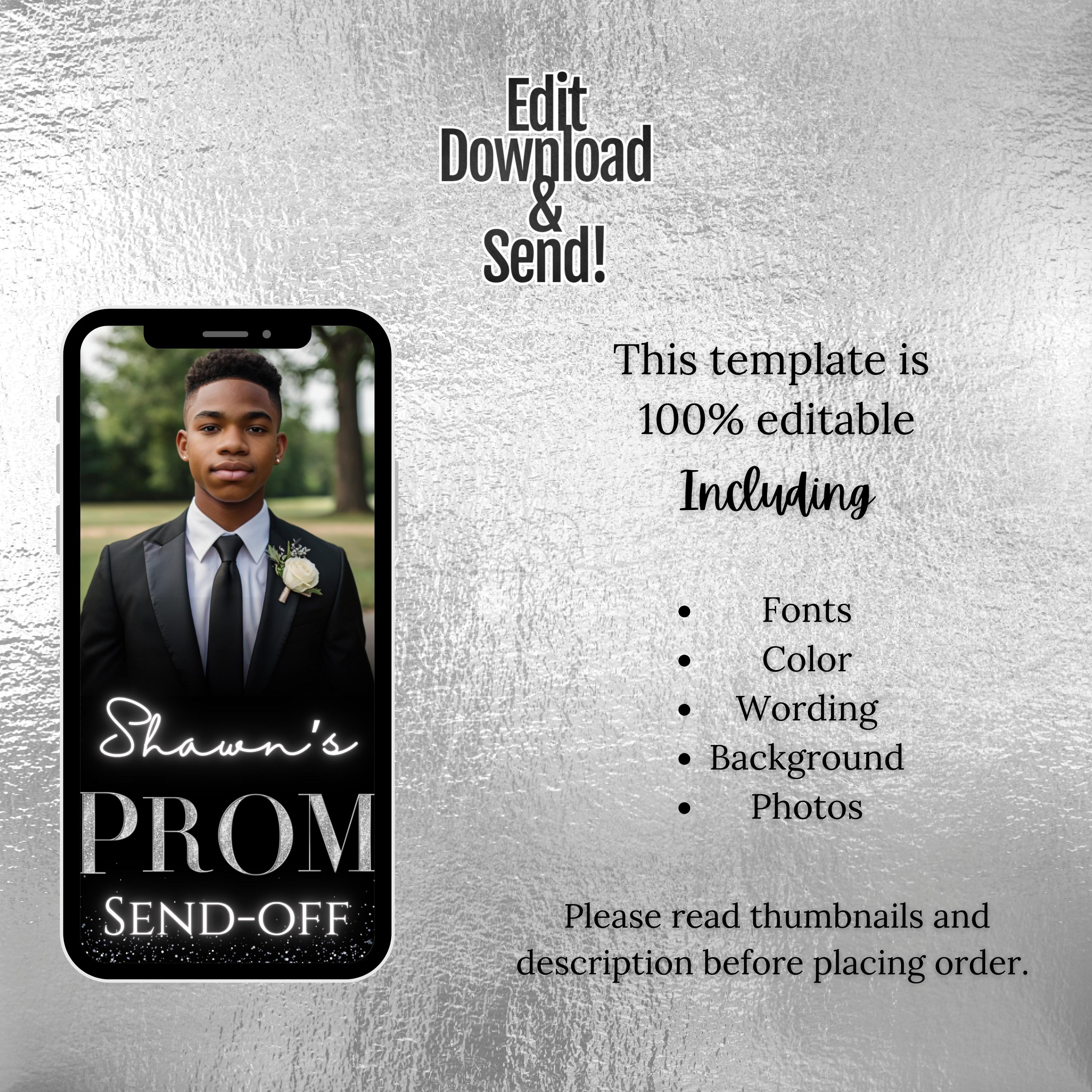 Editable Prom Invitation Template for High School Send-off | Digital ...