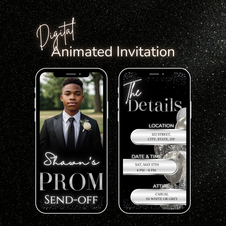 Editable Prom Invitation Template for High School Send-off | Digital ...
