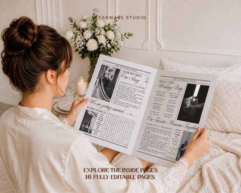 4 Wedding Newspaper Templates | Printable Ceremony Program, Editable ...