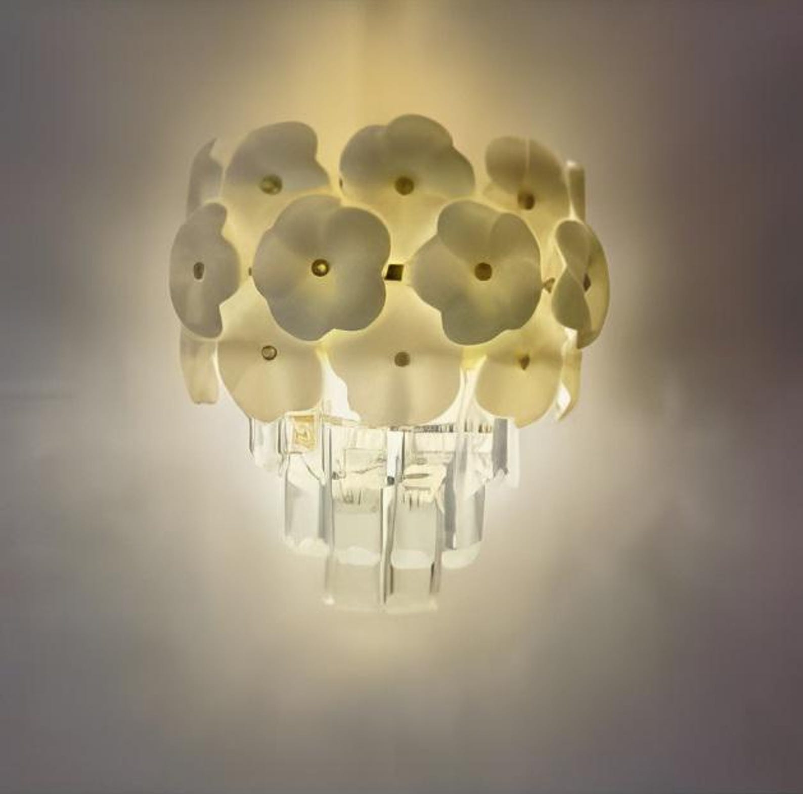 White Floral Wall Light – Elegant Crystal & Gold Wall Light for Bedroom ...