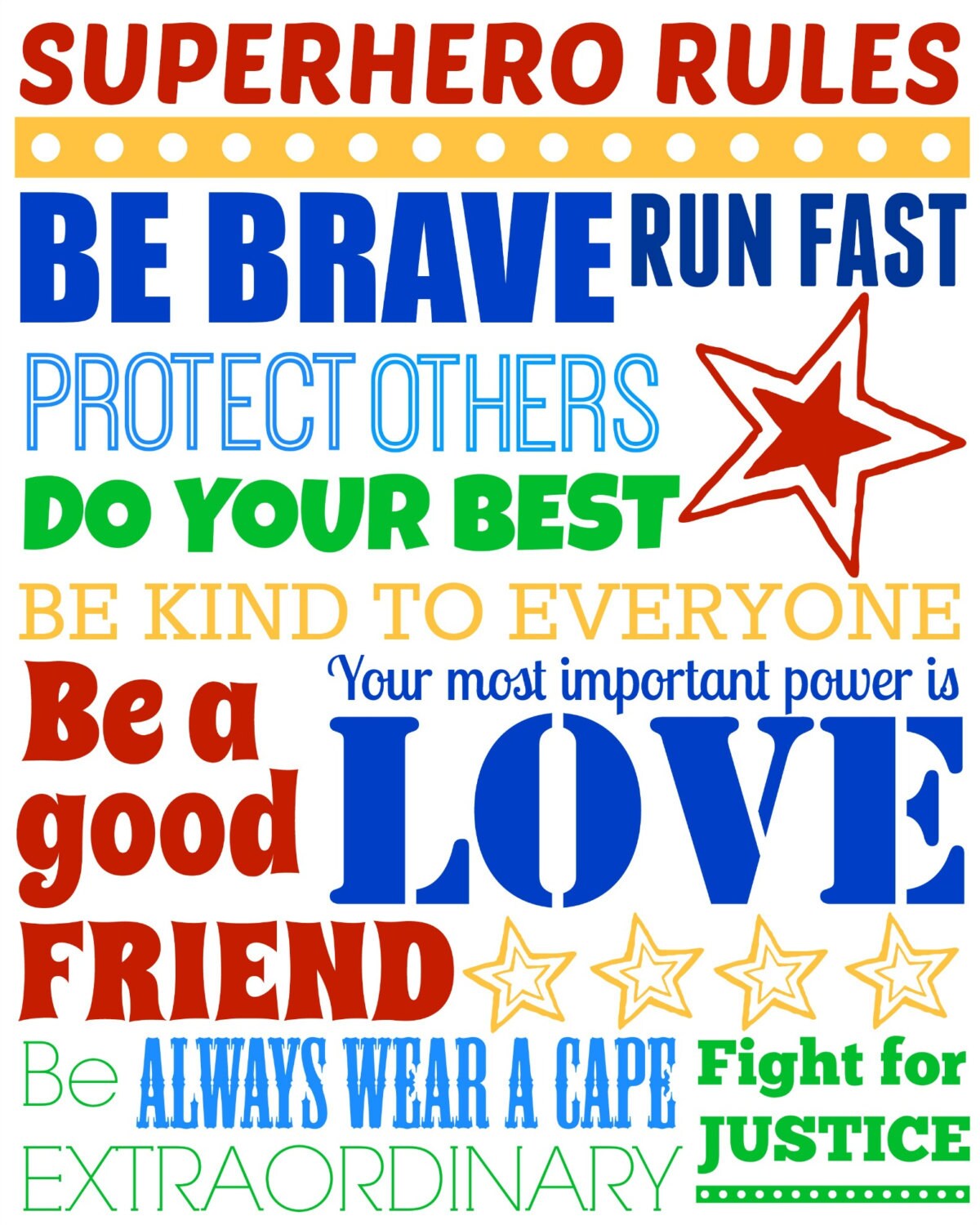 2 Instant Downloads SUPERHERO RULES PRINTABLE 8x10 Poster - Etsy