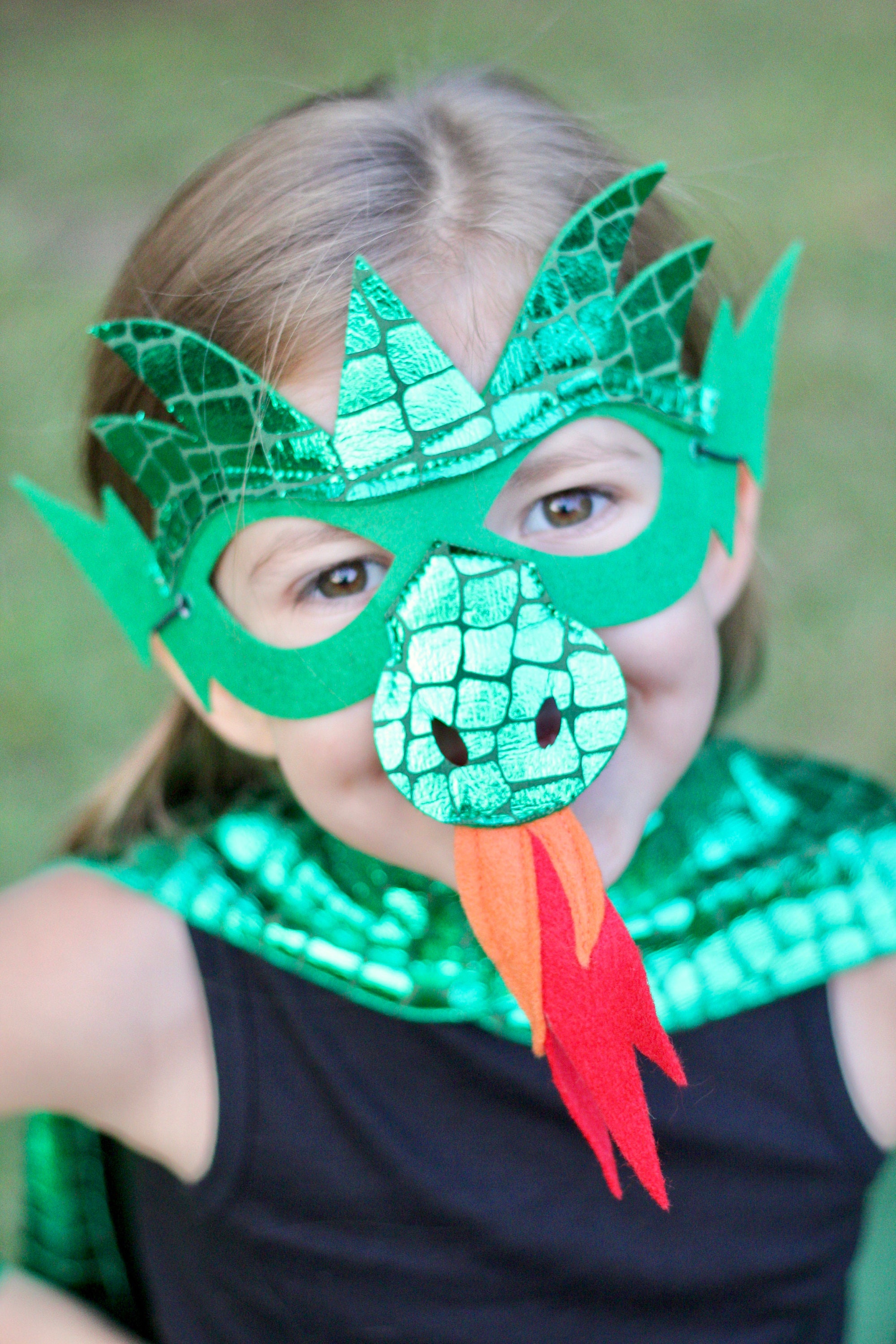 Halloween Ready BLACK DRAGON MASK Shiny Scales Kids | Etsy