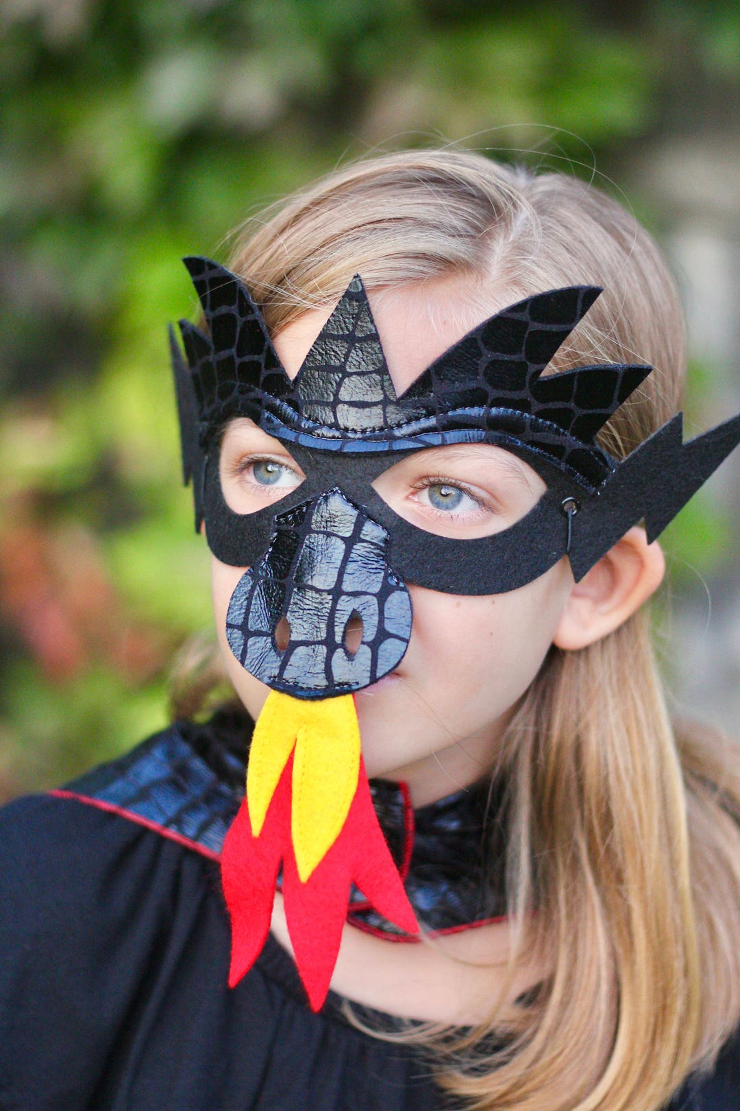 Halloween Ready BLACK DRAGON MASK Shiny Scales Kids Halloween Dragon ...