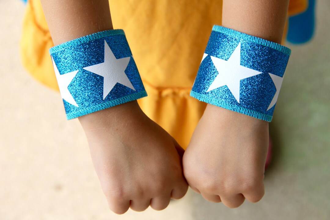 Superhero Cape Accessories Kids Super Star Sparkle Wrist Bands ...