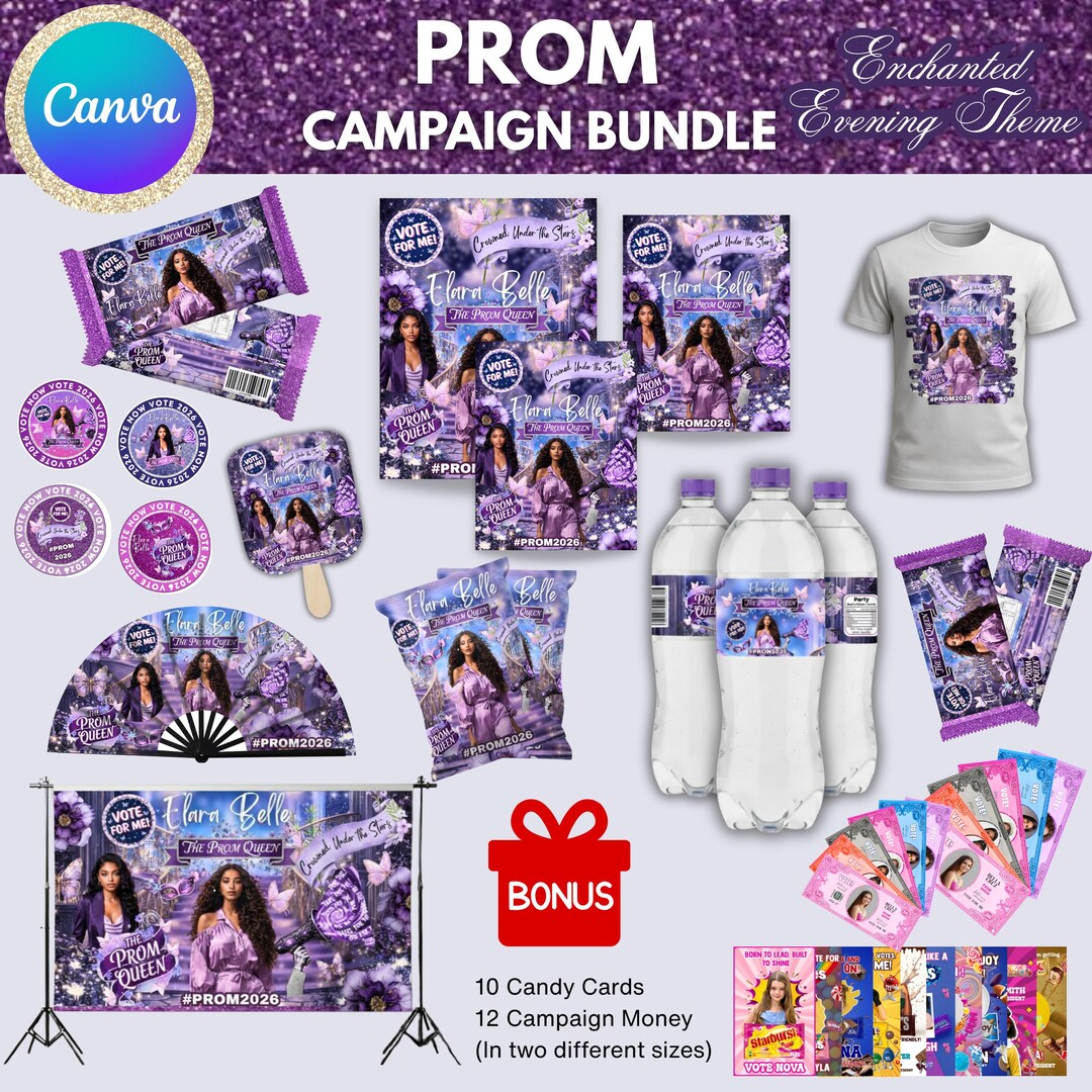 Enchanted Evening Prom Send off Treat Packaging, Prom Template Bundle ...