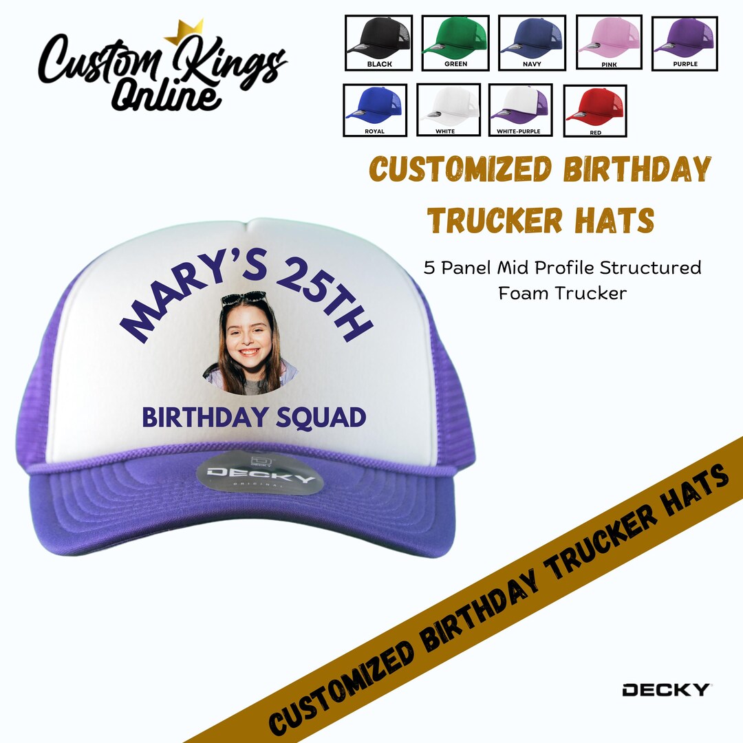 Custom Birthday Trucker Hats, Personalized Birthday Hats, Personalized ...
