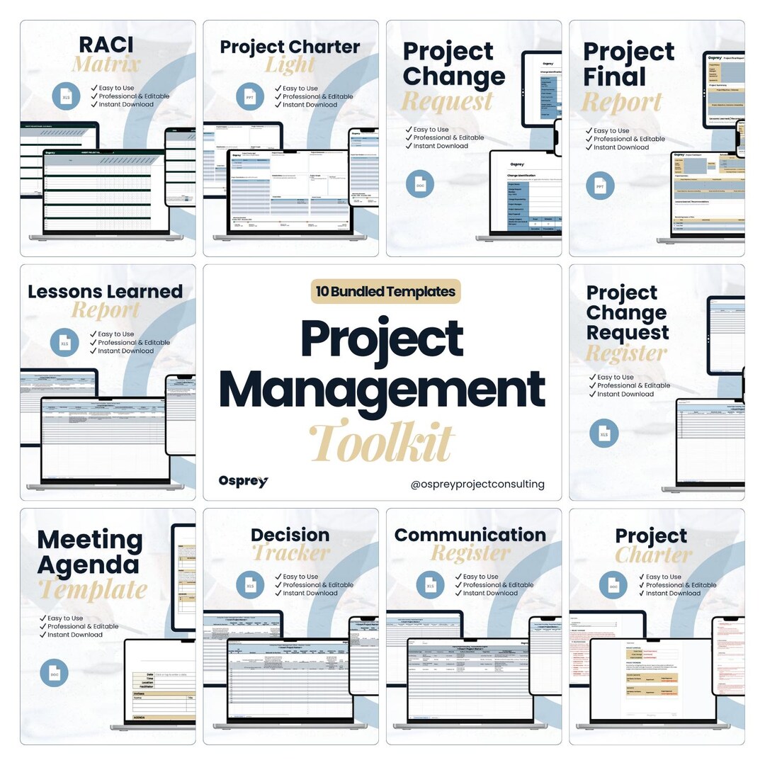 Project Management Toolkit | 10 Essential Templates | PMP, CAPM ...