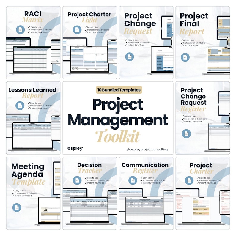Project Management Toolkit | 10 Essential Templates | PMP, CAPM ...