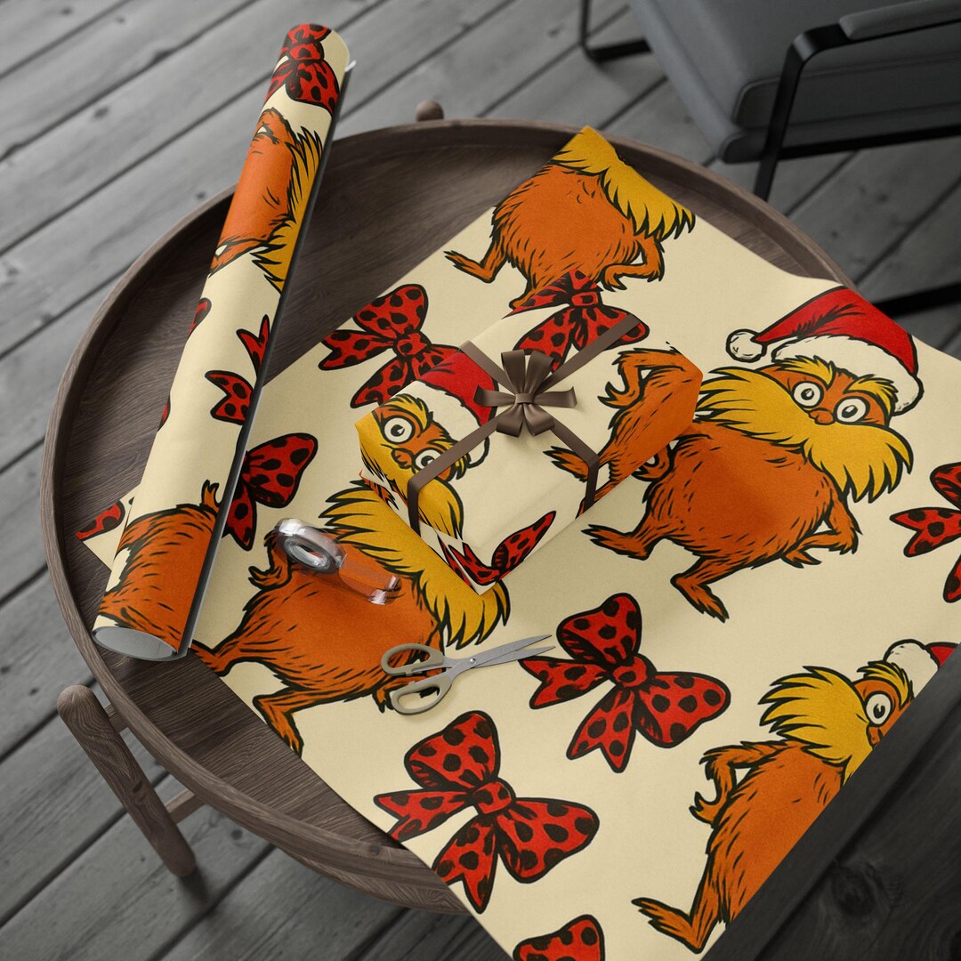 Lorax Inspired Christmas Wrapping Paper Cute Orange Furry Character ...