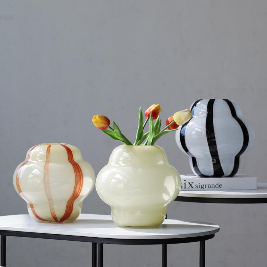 Hand Blow Glass Vase | Checkered Vase | Retro Modern | Large Vase ...