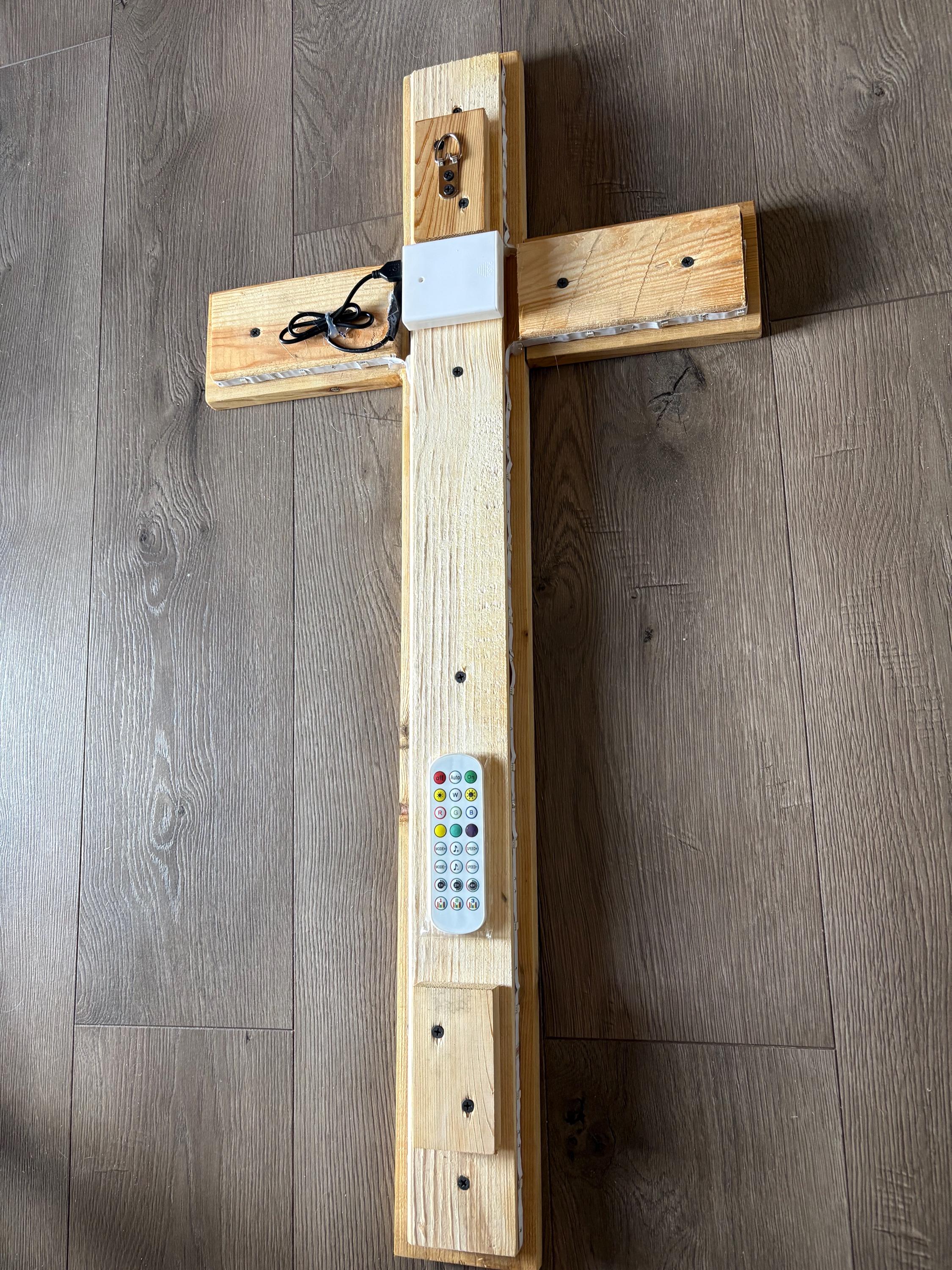 Handcrafted Wooden Wall Cross – LED Backlit Glow, Christian Home Décor ...