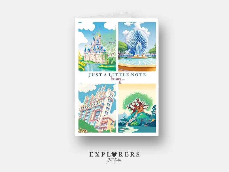 Walt Disney World Themed Just a Note to Say Greeting Card. Magic ...