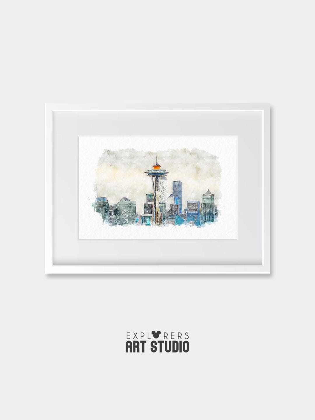 Seattle Space Needle Art Print | USA Art Design - Etsy
