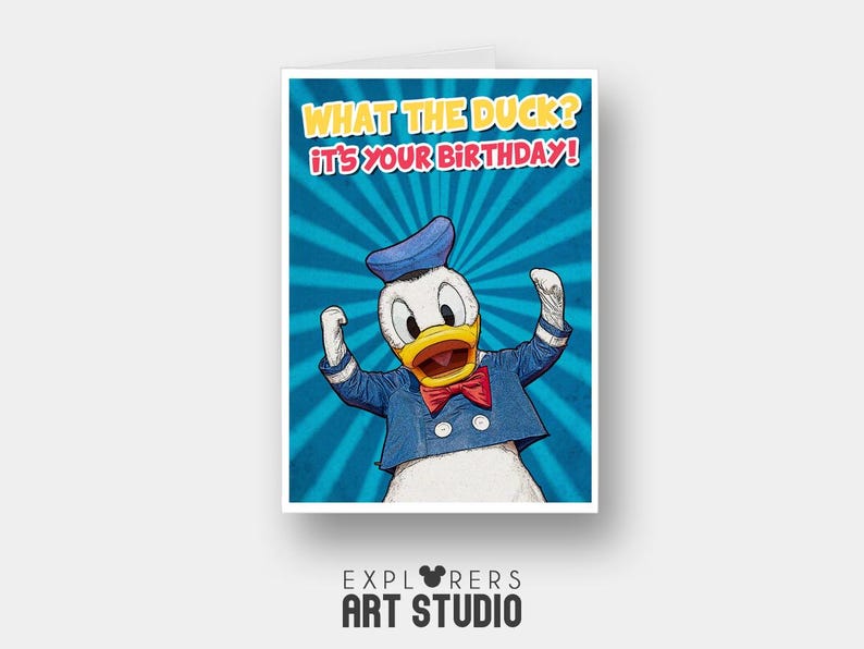 Donald Duck Birthday Card | Funny Comic Design - Etsy