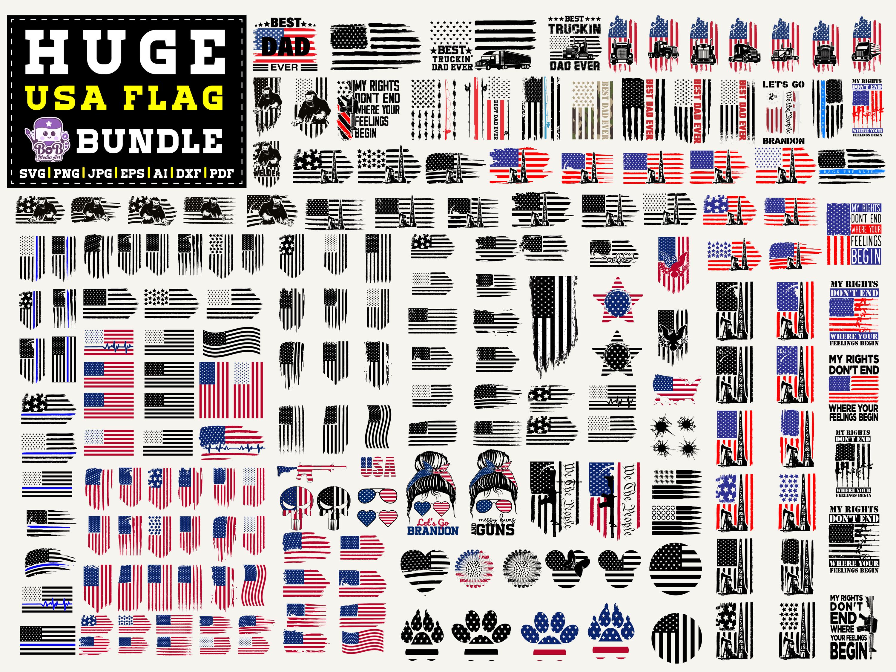 American Flag Huge Bundle Svg, Flag Svg, Fourth of July Svg, Distressed ...