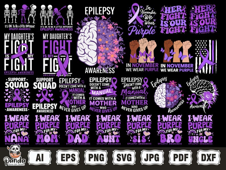 Epilepsy Awareness Svg Png Bundle, Support Squad Epilepsy Awareness Png ...