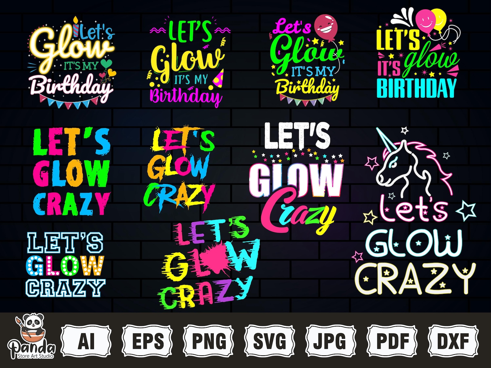 Glow Party Svg, Lets Glow Its My Birthday Svg, Lets Glow Crazy Svg ...