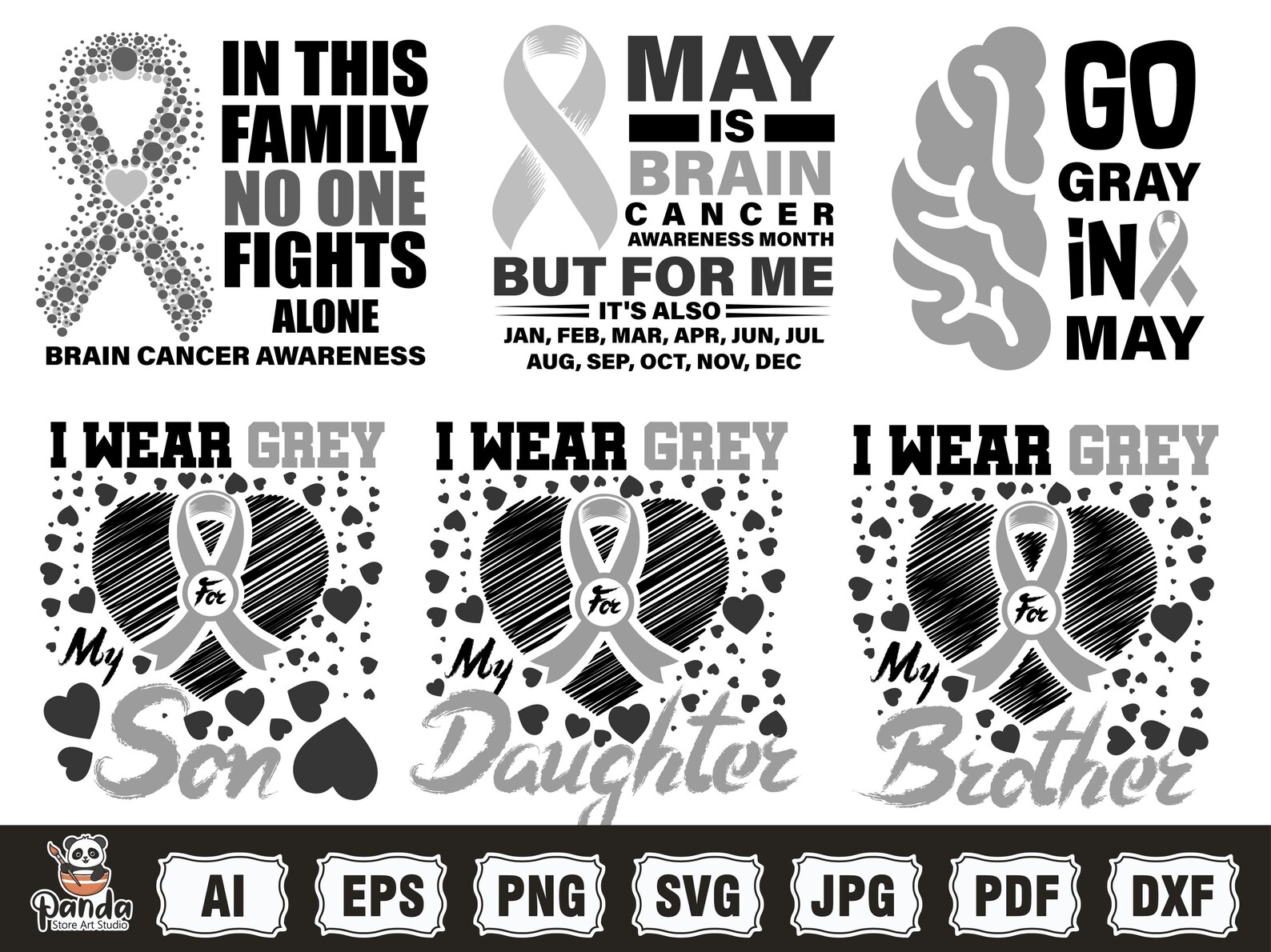 Brain Cancer Awareness SVG Png Bundle, Brain Cancer Svg, Cancer Gray ...
