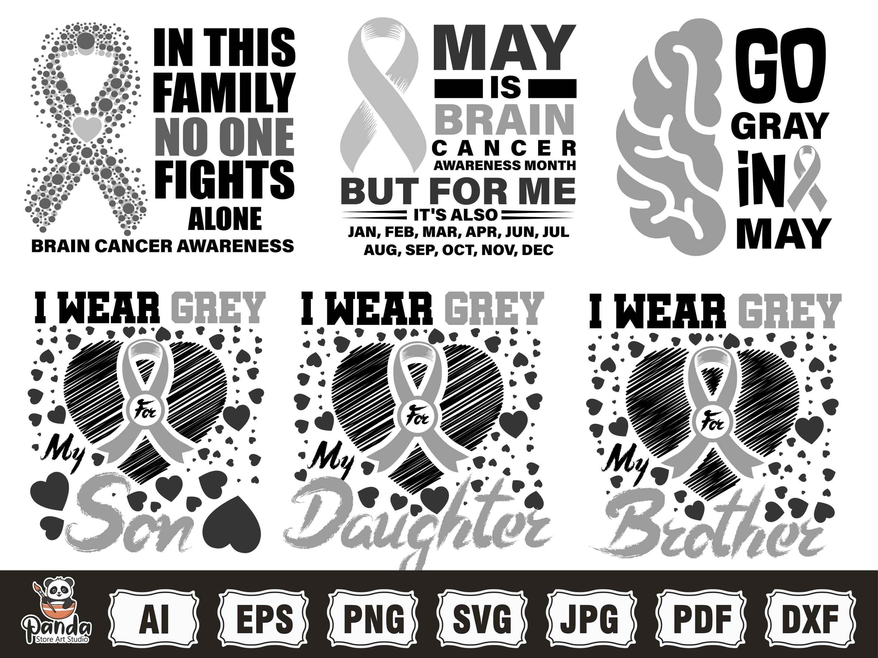 Brain Cancer Awareness SVG Png Bundle, Brain Cancer Svg, Cancer Gray ...