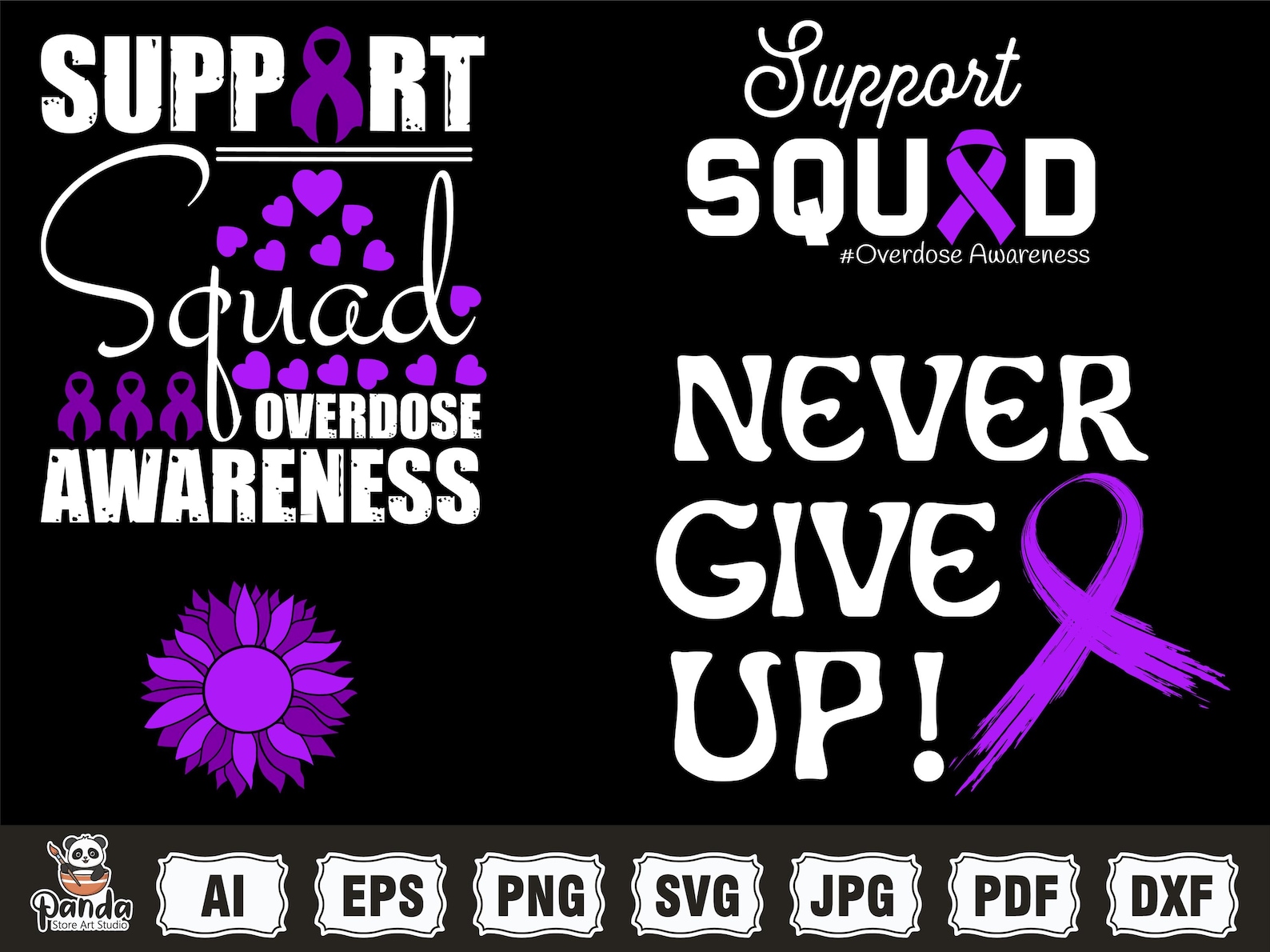 Overdose Awareness Svg Png Bundle, Overdose Purple Ribbon, Drug ...