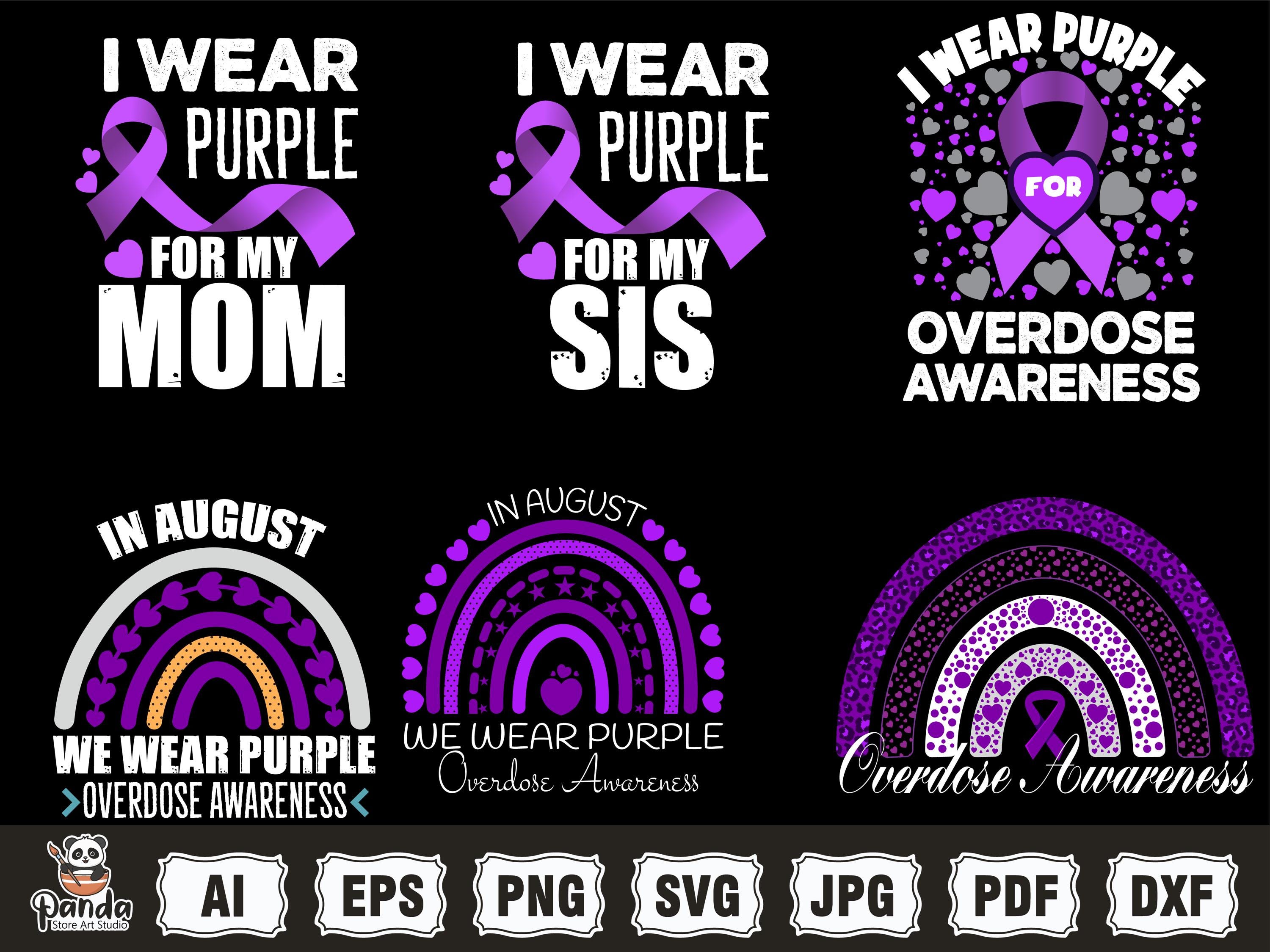 Overdose Awareness Svg Png Bundle, Overdose Purple Ribbon, Drug ...