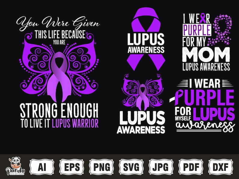 Lupus Awareness Svg Png Huge Bundle, Lupus Warrior Svg, Purple Ribbon ...