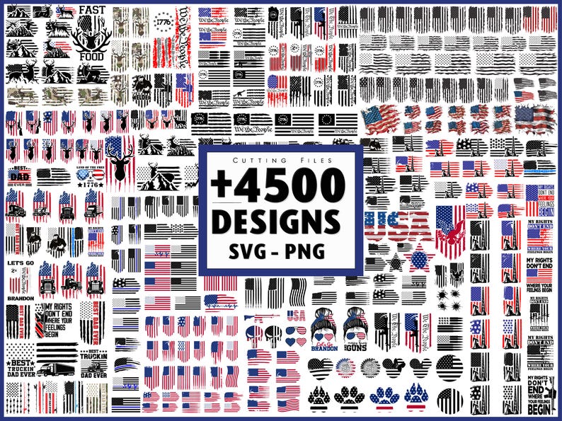 American Flag Huge Bundle Svg, Flag Svg, Fourth of July Svg, Distressed ...