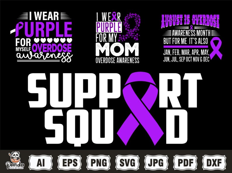 Overdose Awareness Svg Png Bundle, Overdose Purple Ribbon, Drug ...