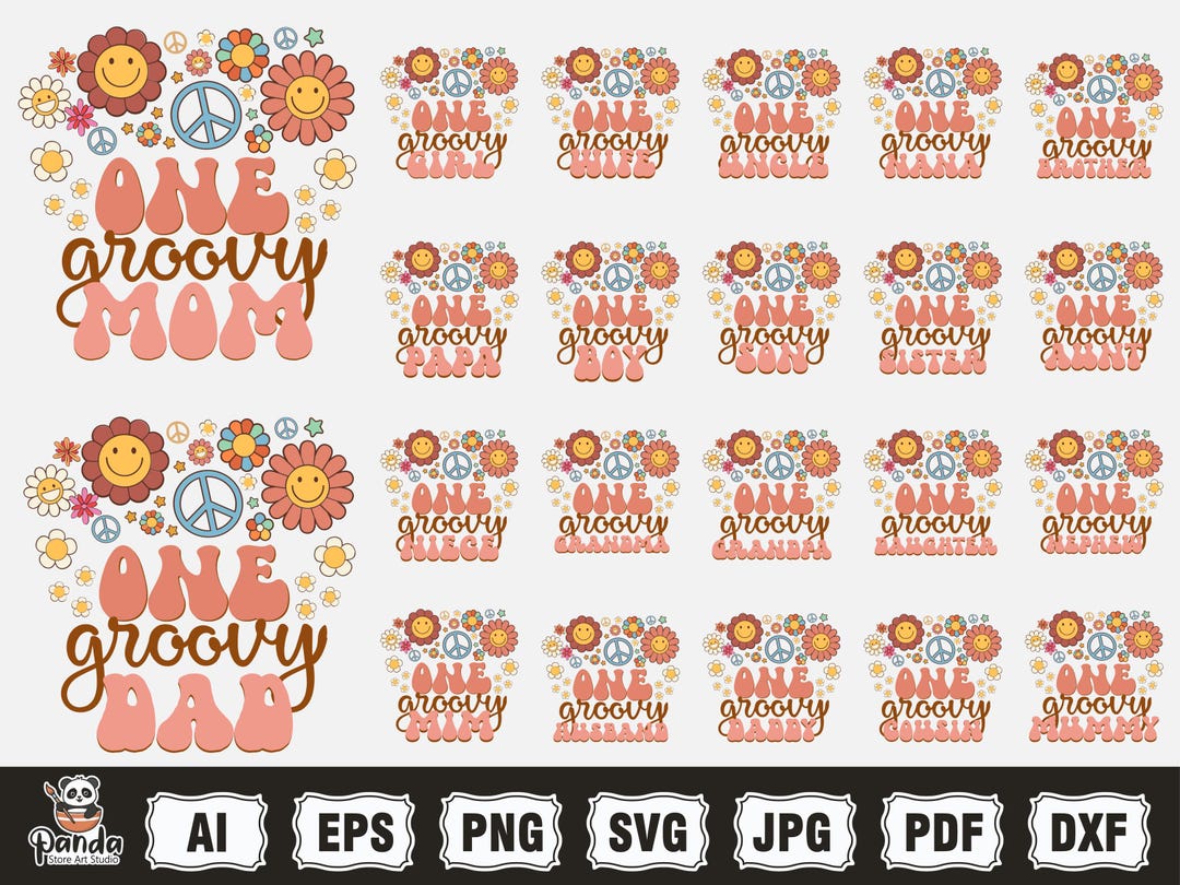 Groovy Family Custom Svg Png, Groovy Retro Family Svg Png, Custom ...