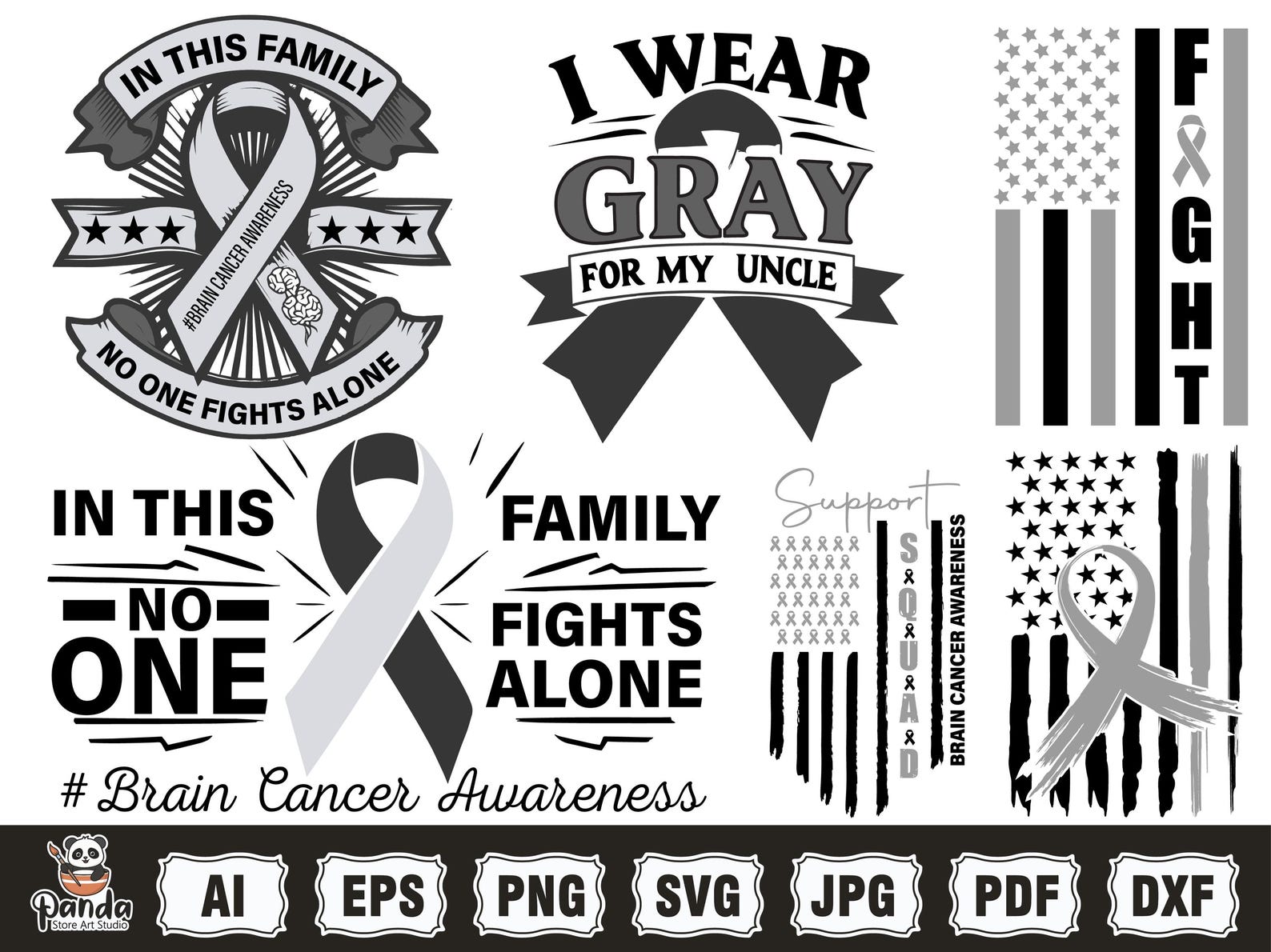 Brain Cancer Awareness SVG Png Bundle, Brain Cancer Svg, Cancer Gray ...