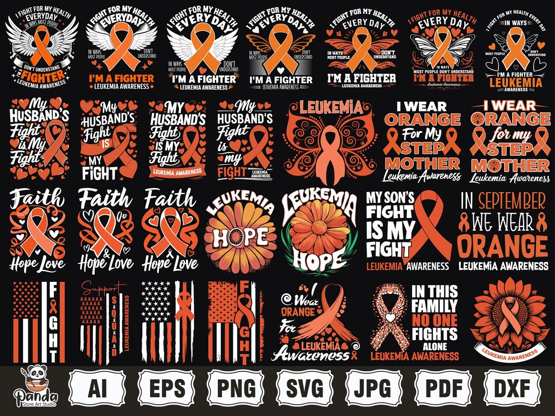 Leukemia Awareness Svg Png Bundle, Orange Ribbon Svg, Leukemia Cancer ...