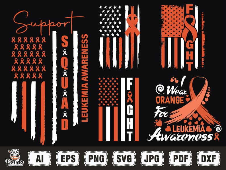 Leukemia Awareness Svg Png Bundle, Orange Ribbon Svg, Leukemia Cancer ...